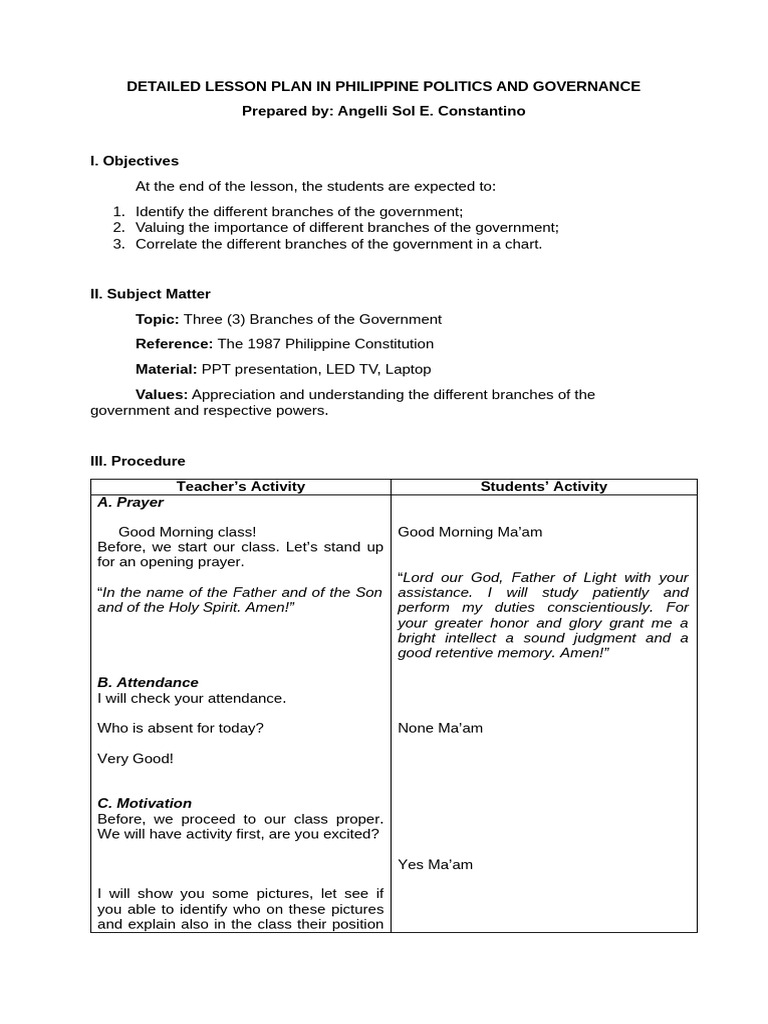 LESSON PLAN SHS (Updated 0722) | PDF | American Government | Presidents ...
