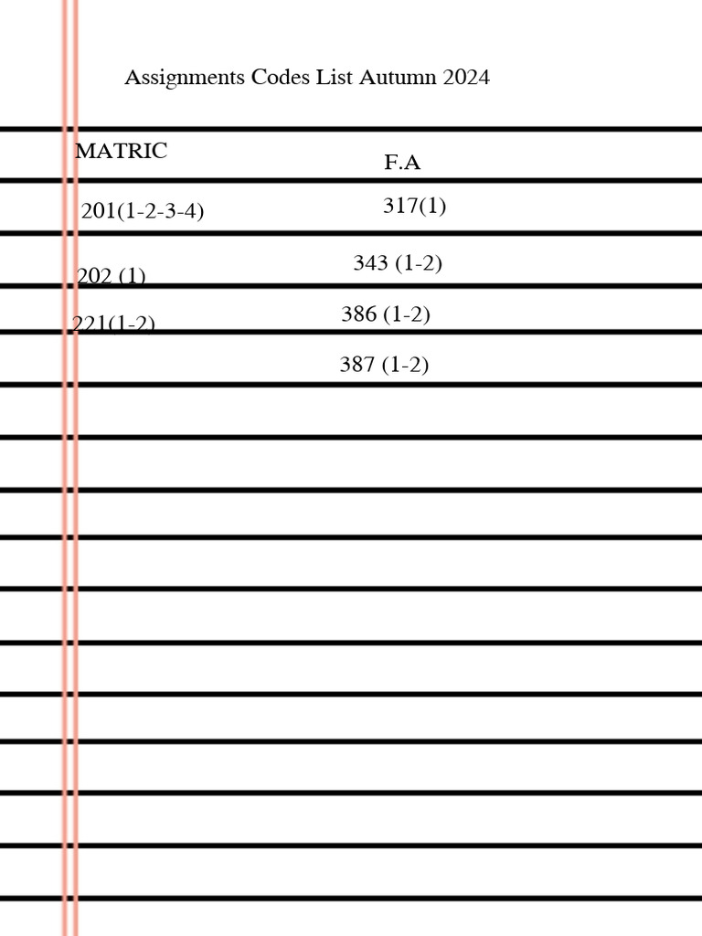 Assignments List Autumn 2024 | PDF