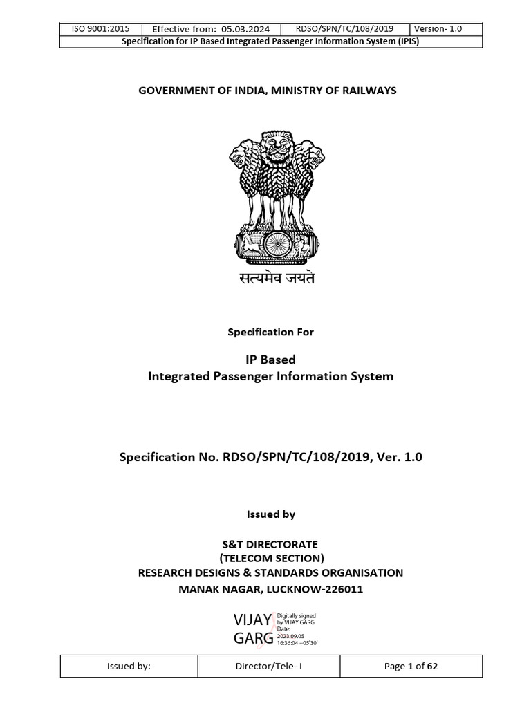 RDSO - SPN - TC - 108 - 2019 Ver-1 | PDF | Computer Network | Printed Circuit Board