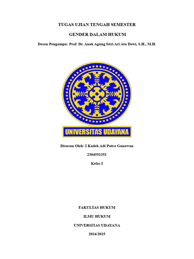 1351 - I Kadek Adi Putra Gunawan - UTS Gender Dalam Hukum | PDF