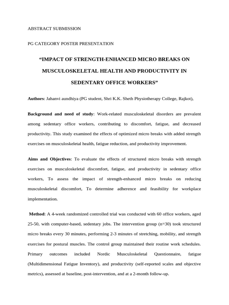 Strength-Enhanced Micro Breaks for Office Workers | PDF