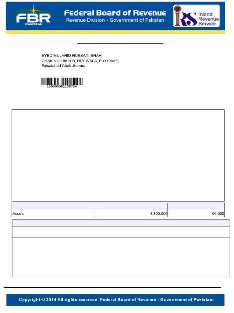 2019 Letter From FBR - Tax Collector Correspondence3310134074067 (2 ...