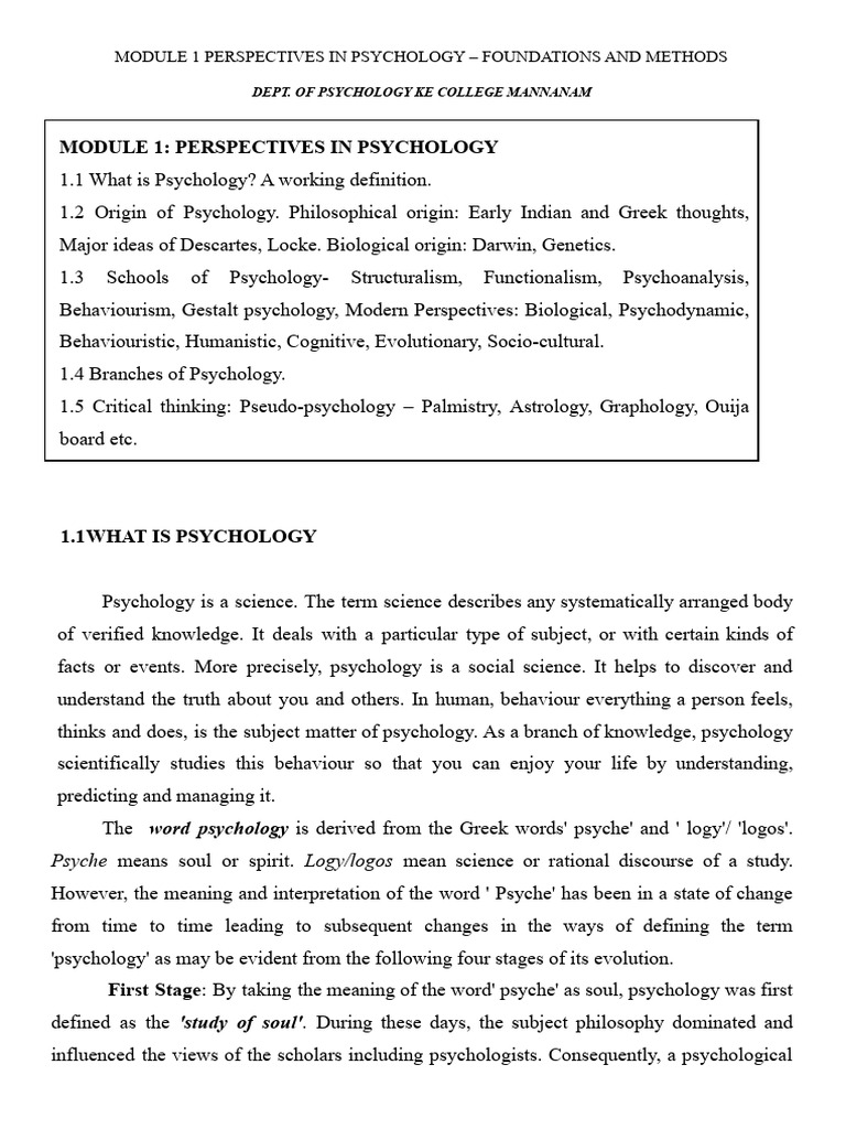 Psychology Foundations and Perspectives | PDF | Psychology | Psychodynamics