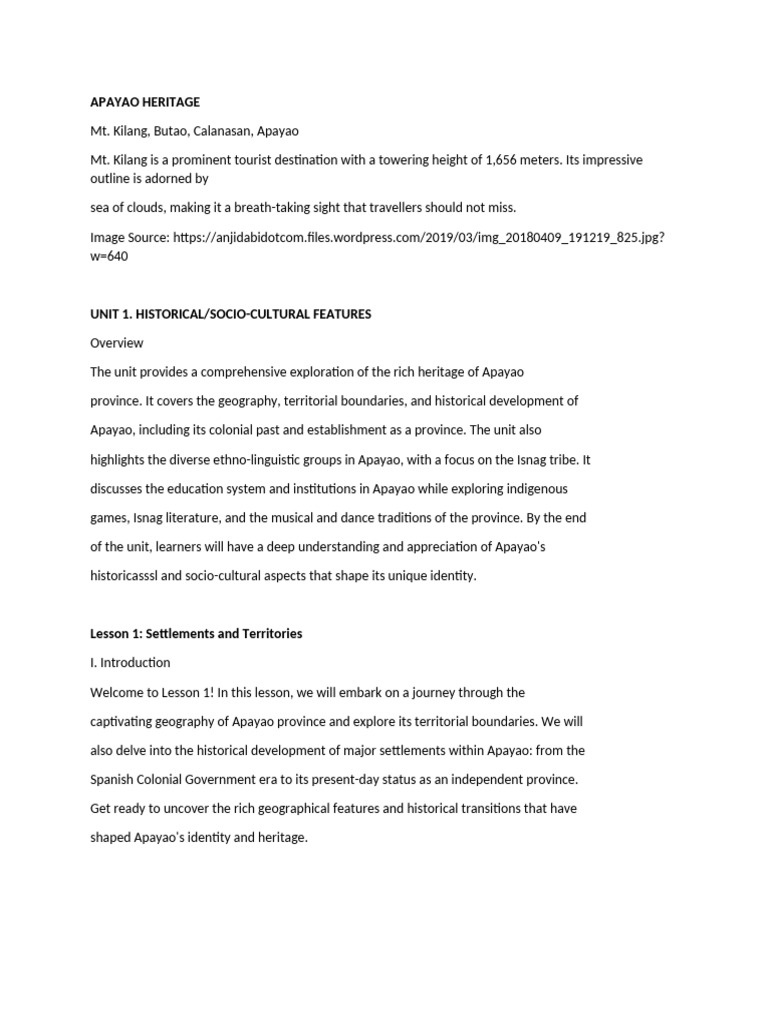 Apayao Heritage and Isnag Culture | PDF