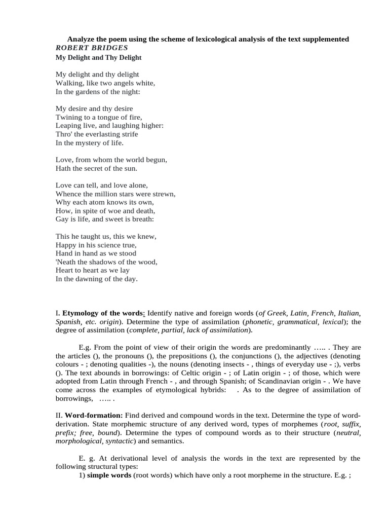 Lexicological Analysis Guide | PDF | Word | Morphology (Linguistics)
