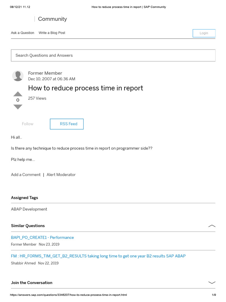 How to reduce process time in report _ SAP Community | PDF | Computing ...