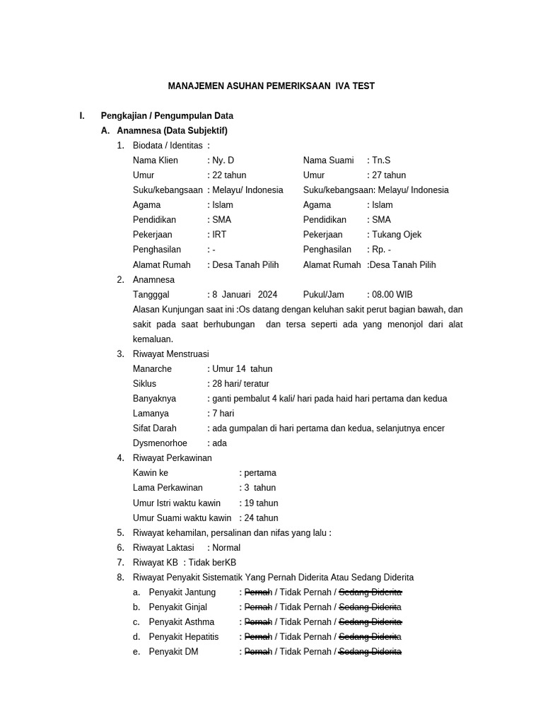 Askeb Pemeriksaan IVA TEST | PDF