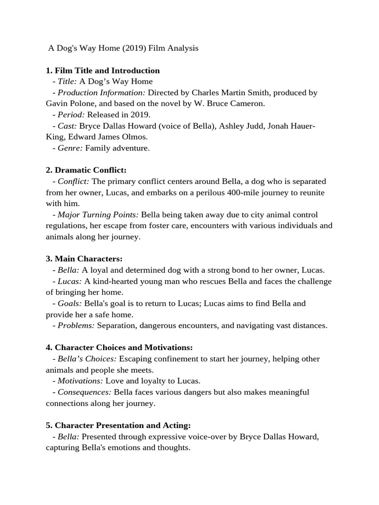 Film Analysis "A Dog's Way Home" | PDF