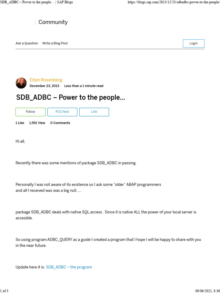 SDB - ADBC - Power To The People SAP Blogs | PDF | Databases | Computer ...