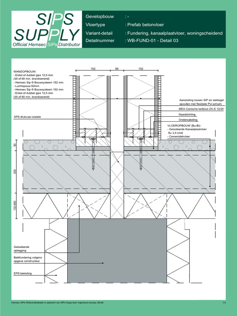 WB-FUND-01 - Detail 03 Fundering, Kanaalplaatvloer, Woningscheidend | PDF