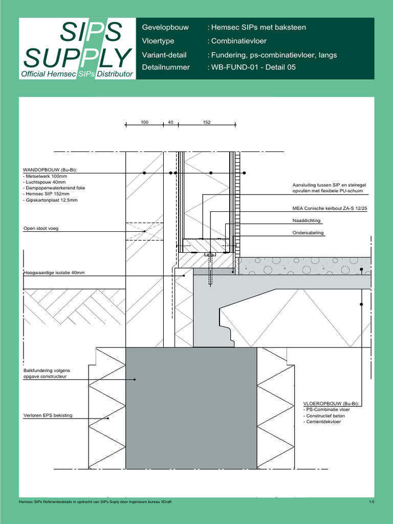 WB-FUND-01 - Detail 05 Fundering, Ps-Combinatievloer, Langs | PDF