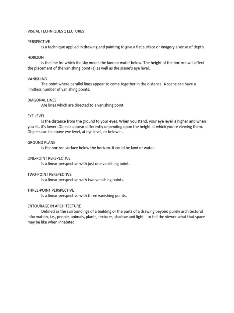 Visual Techniques 1 Lectures | PDF