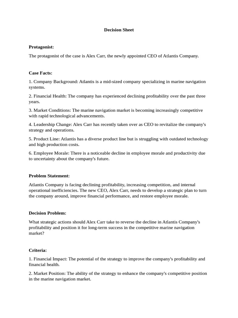 atlantis case ds | PDF | Employment | Investing