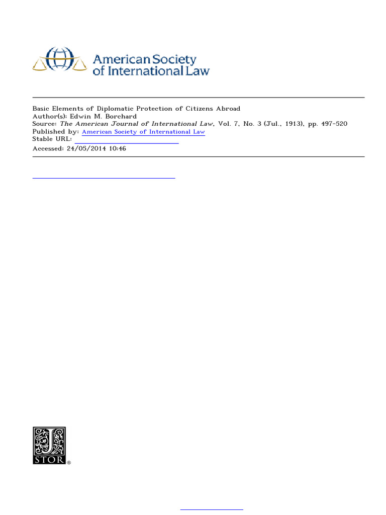 Basic Elements of Diplomatic Protection of Citizens Abroad | PDF ...