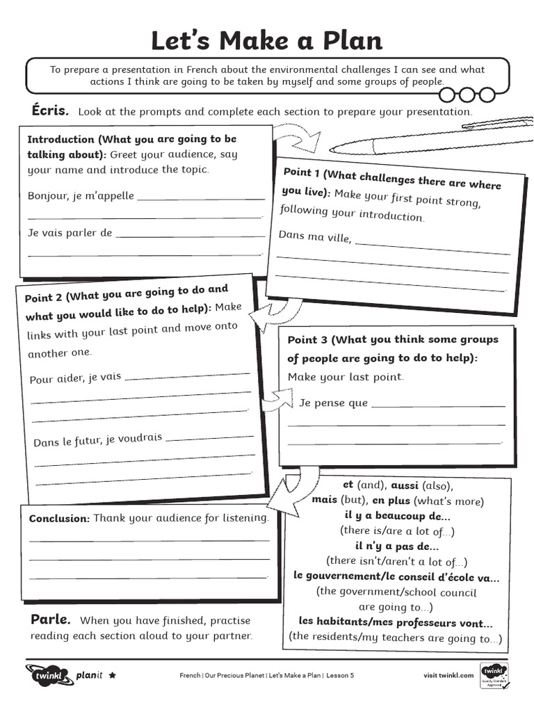 Differentiated Lets Make a Plan Activity Sheets | PDF