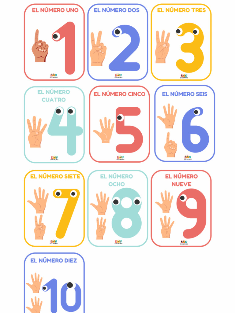 Fichas Numeros Con Los Dedos | PDF