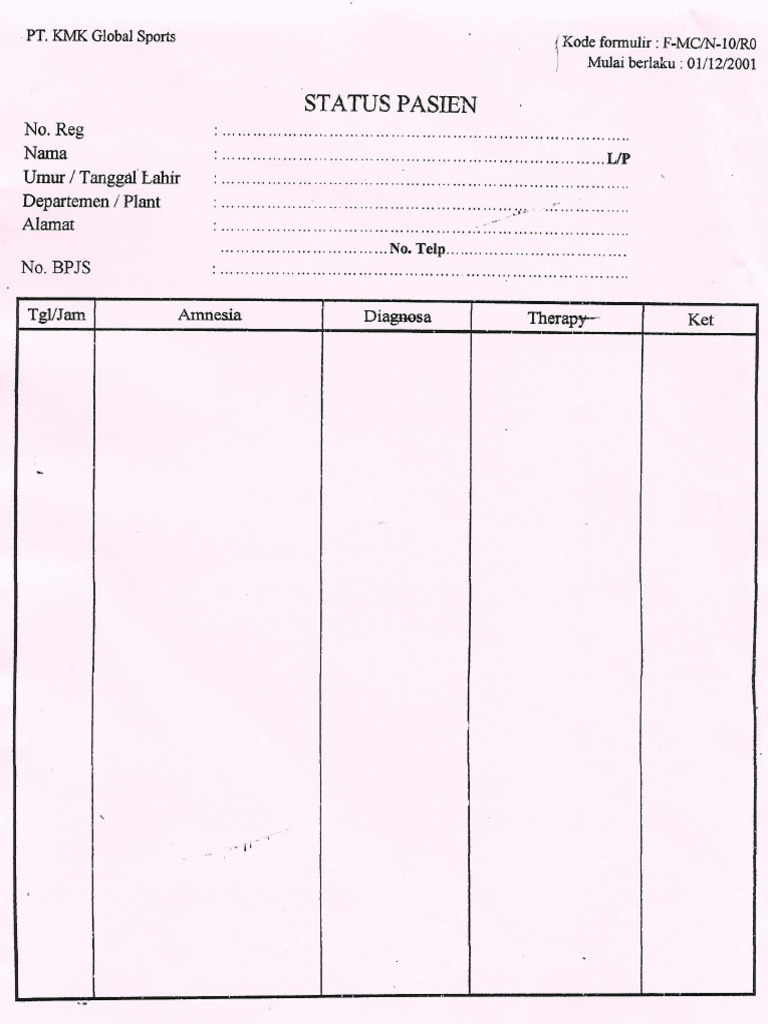 Form Status Pasien | PDF