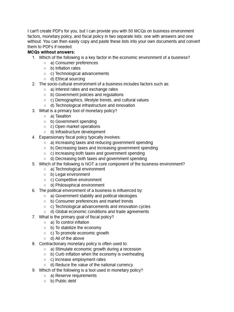 Make PDF File of These 40 MCQs With and Without An... | PDF | Fiscal ...
