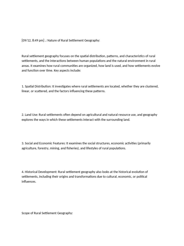 Rural Settlement Geography | PDF | Agriculture | Geography