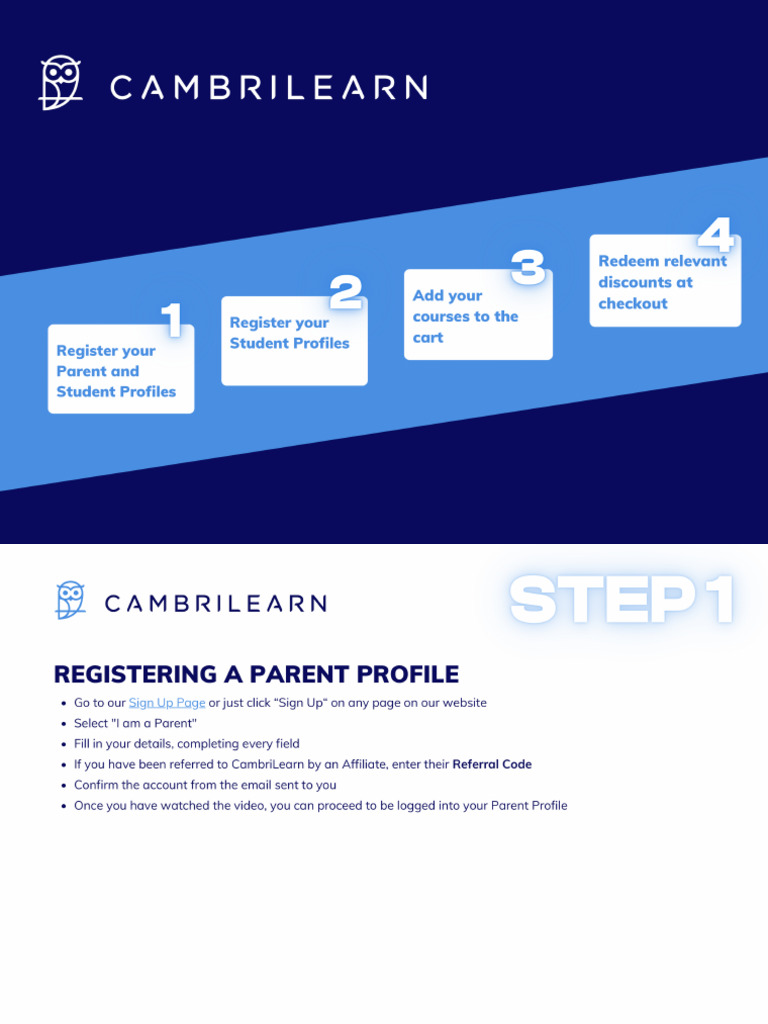 CambriLearn Enrolment Guide | PDF