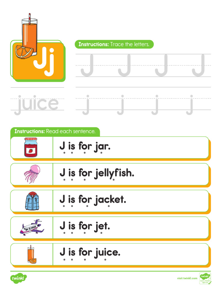 Letter J Fluency Sentences for ELL Alphabet Activity | PDF