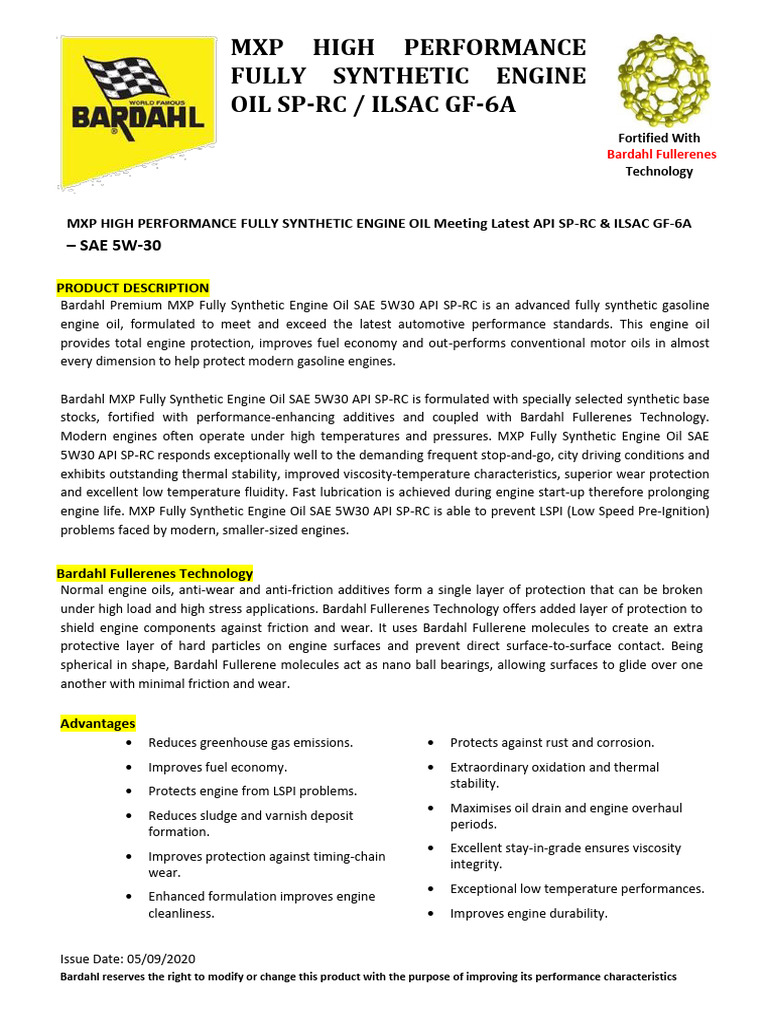 Cycar PDS- MXP High Performance FS 5W-30 SP-RC GF-6A - v3 | PDF | Motor ...