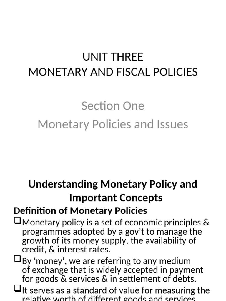 UNIT 3 | PDF | Fiscal Policy | Money