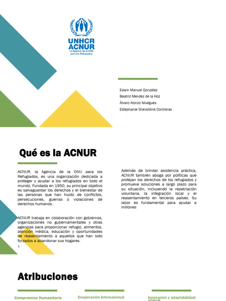 ACNUR: Protección y apoyo a refugiados | PDF | Alto Comisionado de las ...