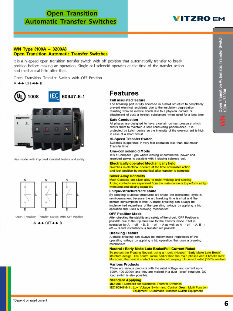 Vitzro ATS + Controller Catalog - V1.0 - WN HAT600PBI | PDF | Switch ...