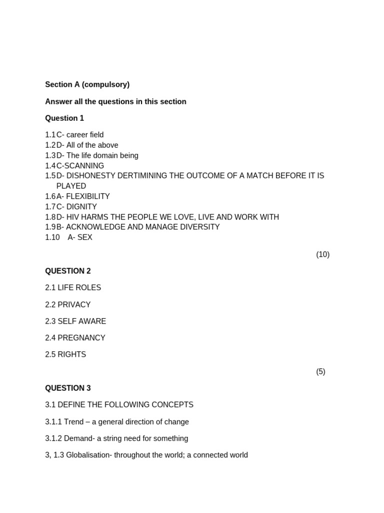 Life Orientation Grade 10 Memo | PDF | Human Trafficking | Safe Sex