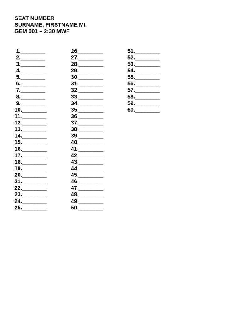 Gem 001 Sample Prelim Exam Answer Sheet | PDF