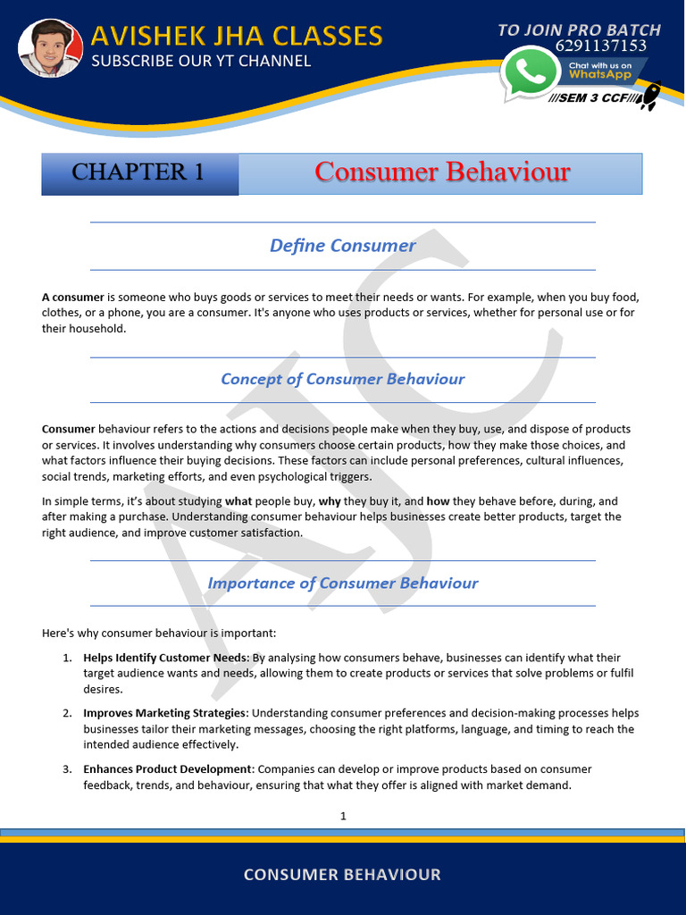 Consumer Behaviour Chapter 1-3 | PDF | Consumer Behaviour | Behavior