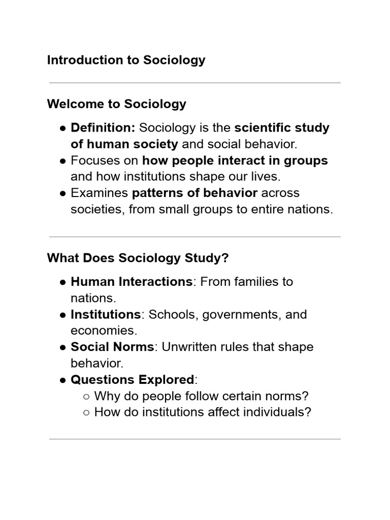 Intro lecture 1 | PDF | Institution | Sociology