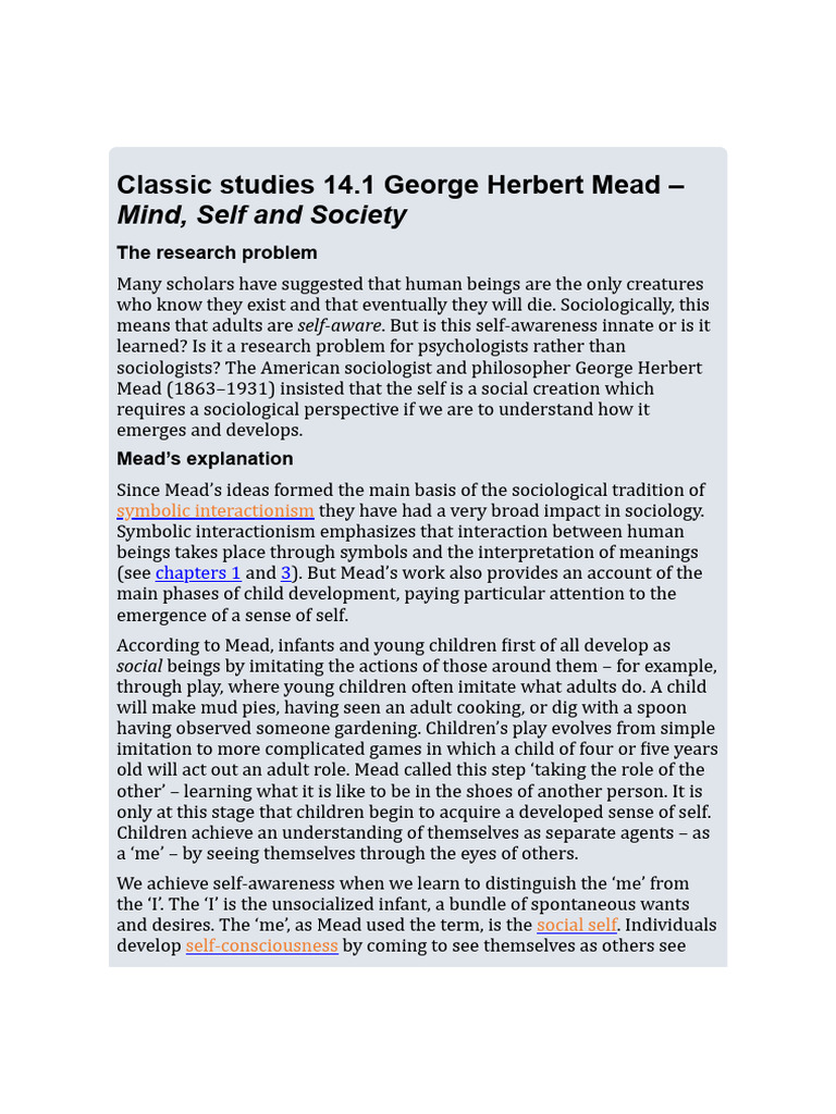 GH Mead Theory | PDF