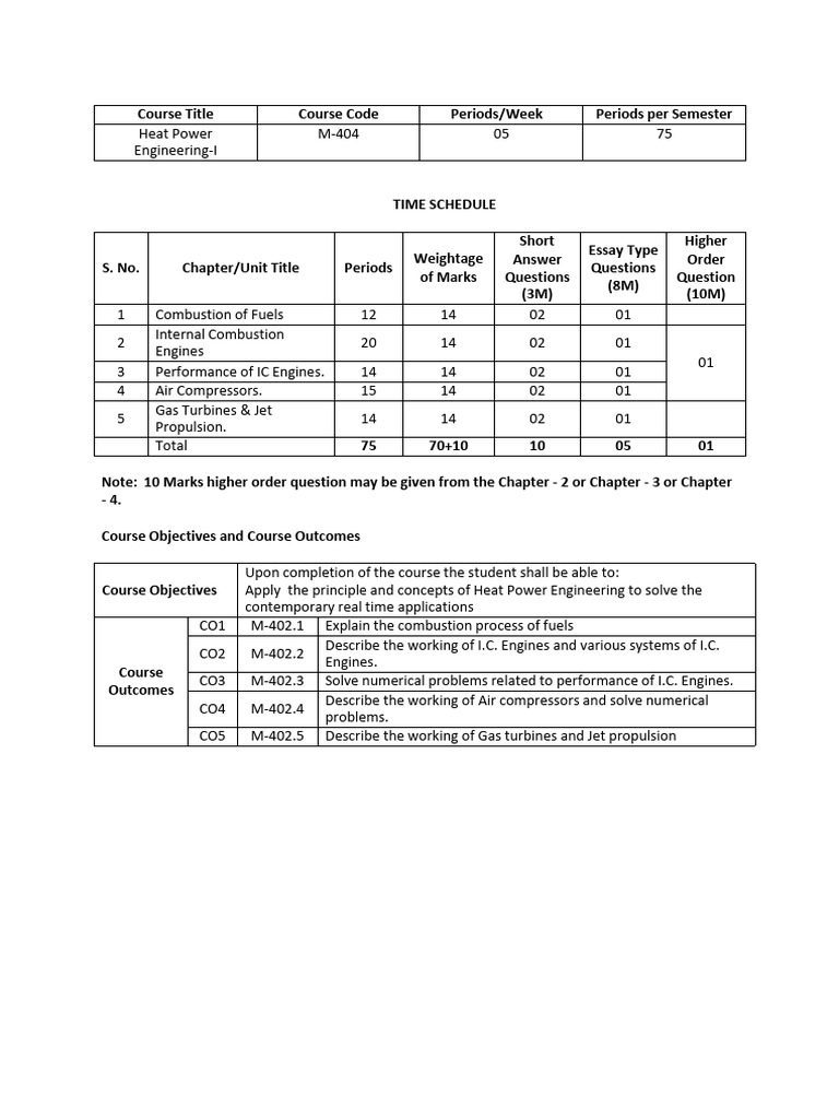Heat Power Engineering Course Overview | PDF | Internal Combustion ...