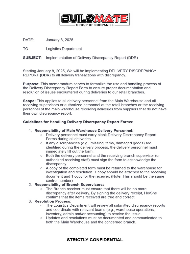 Revised - Buildmate Group Memorandum 20250108 | PDF | Warehouse | Business