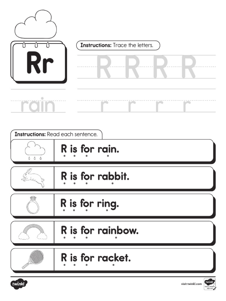 BW Letter R Fluency Sentences For ELL Alphabet Activity | PDF