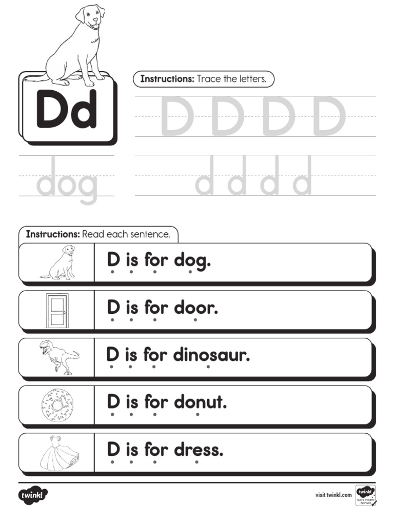 Letter D Tracing and Words Guide | PDF