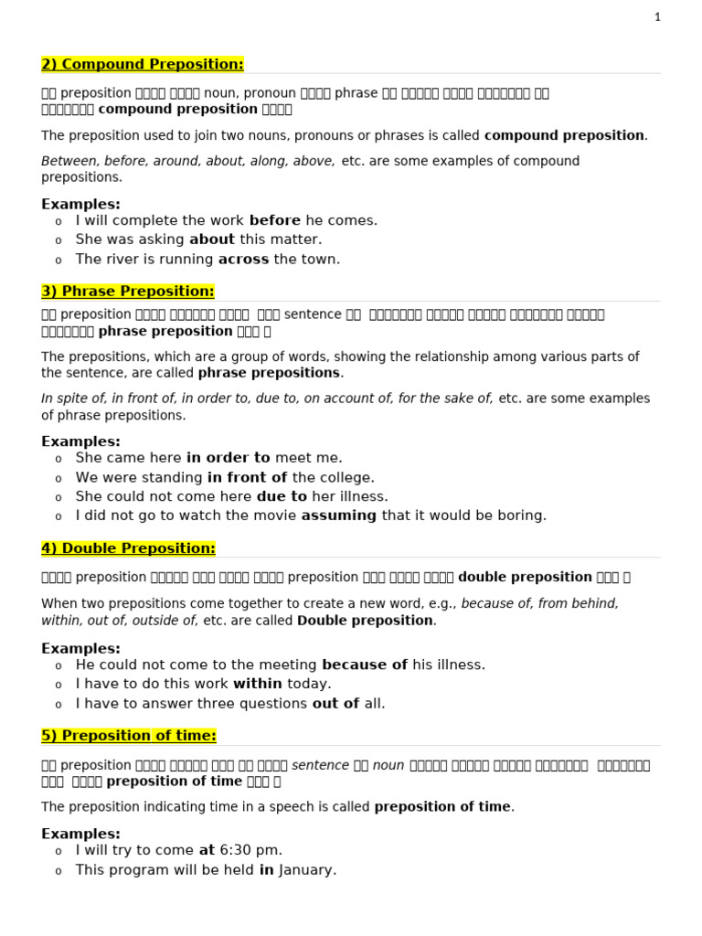 1. Full Lesson of Parts of Speech | PDF | Preposition And Postposition ...
