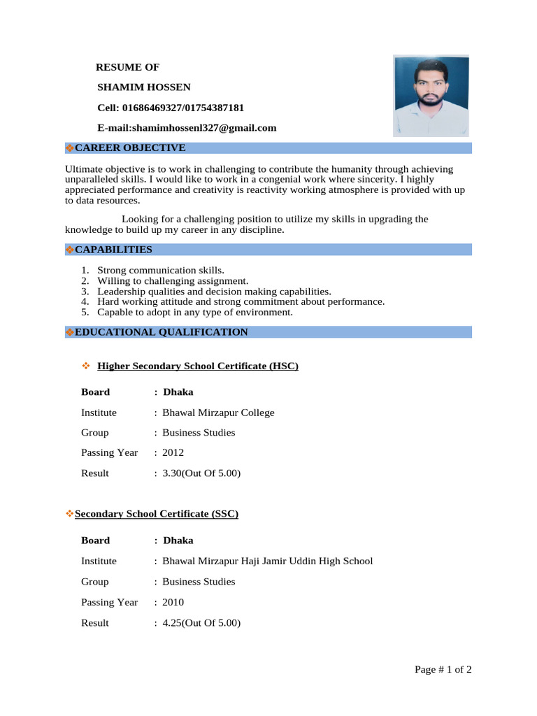 Shamim CV | PDF
