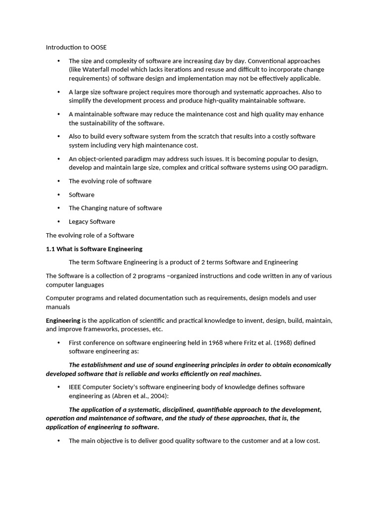 Introduction To OOSE | PDF