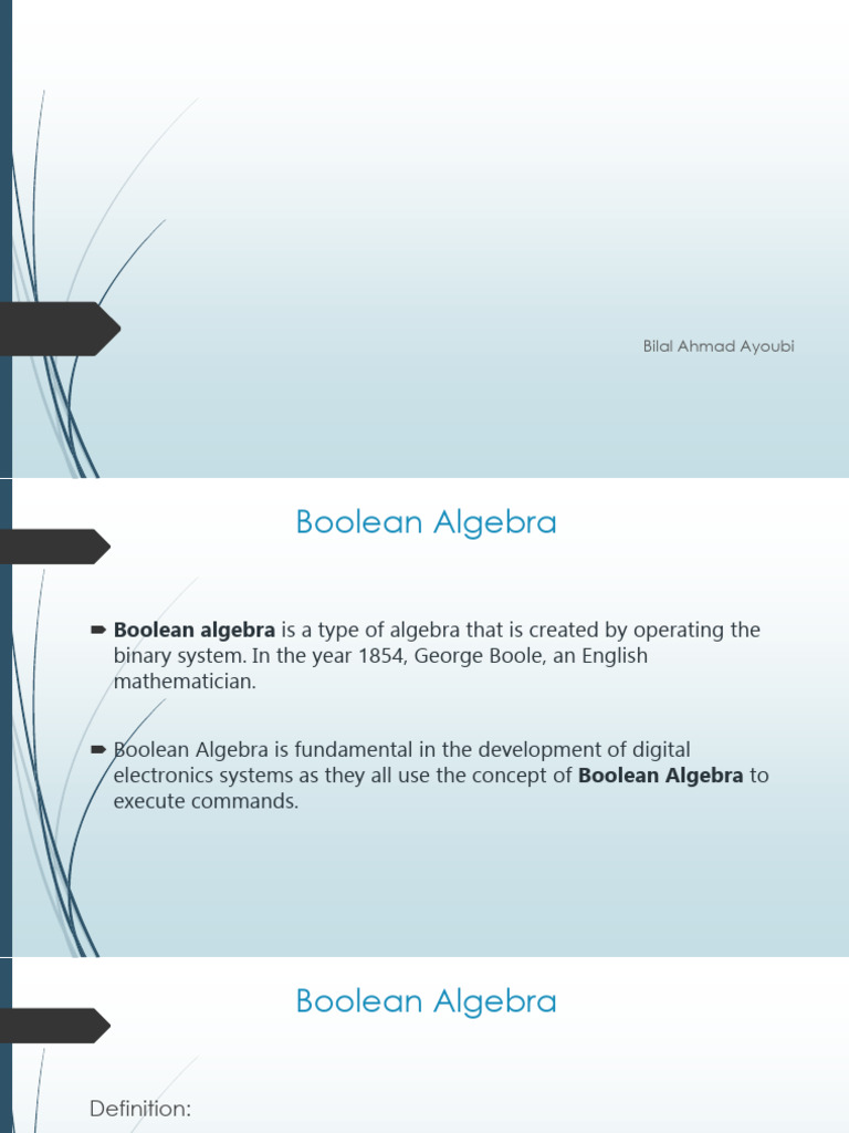 Leacture Computer Fundementals Boolean Algebra | PDF