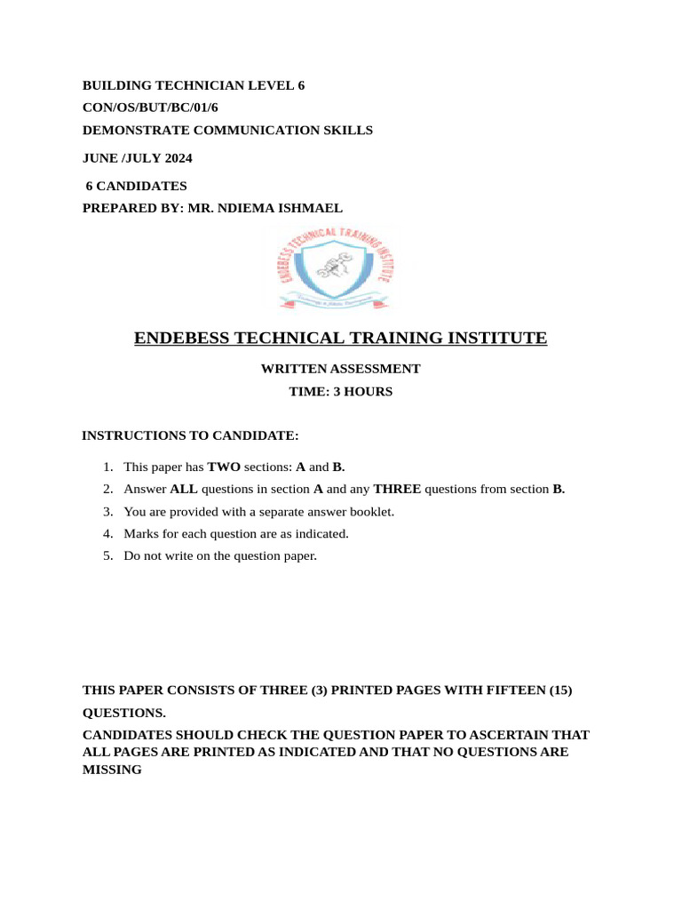 Communication Skills Candidate LEVEL 6 | PDF | Communication | Behavior Modification