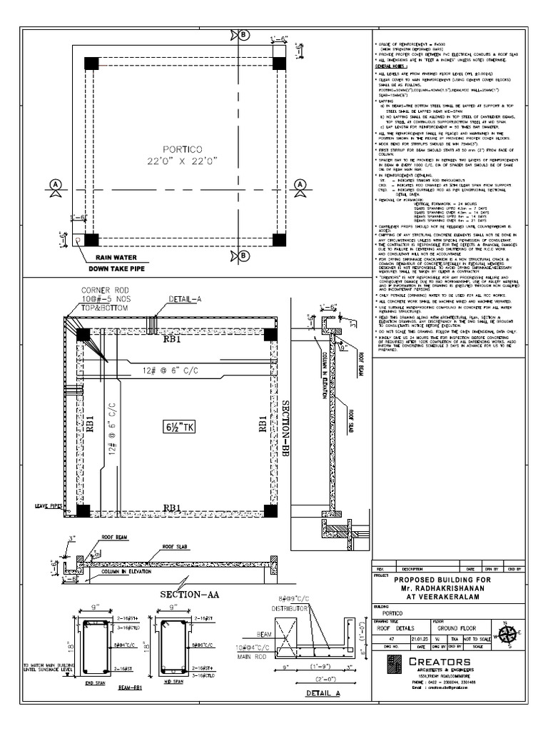 47-PORTICO Roof Slab DetaiL | PDF