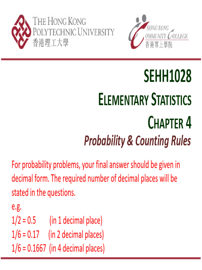 Chapter 4 - Probability and Counting Rules (For Student) | PDF | Probability | Statistics