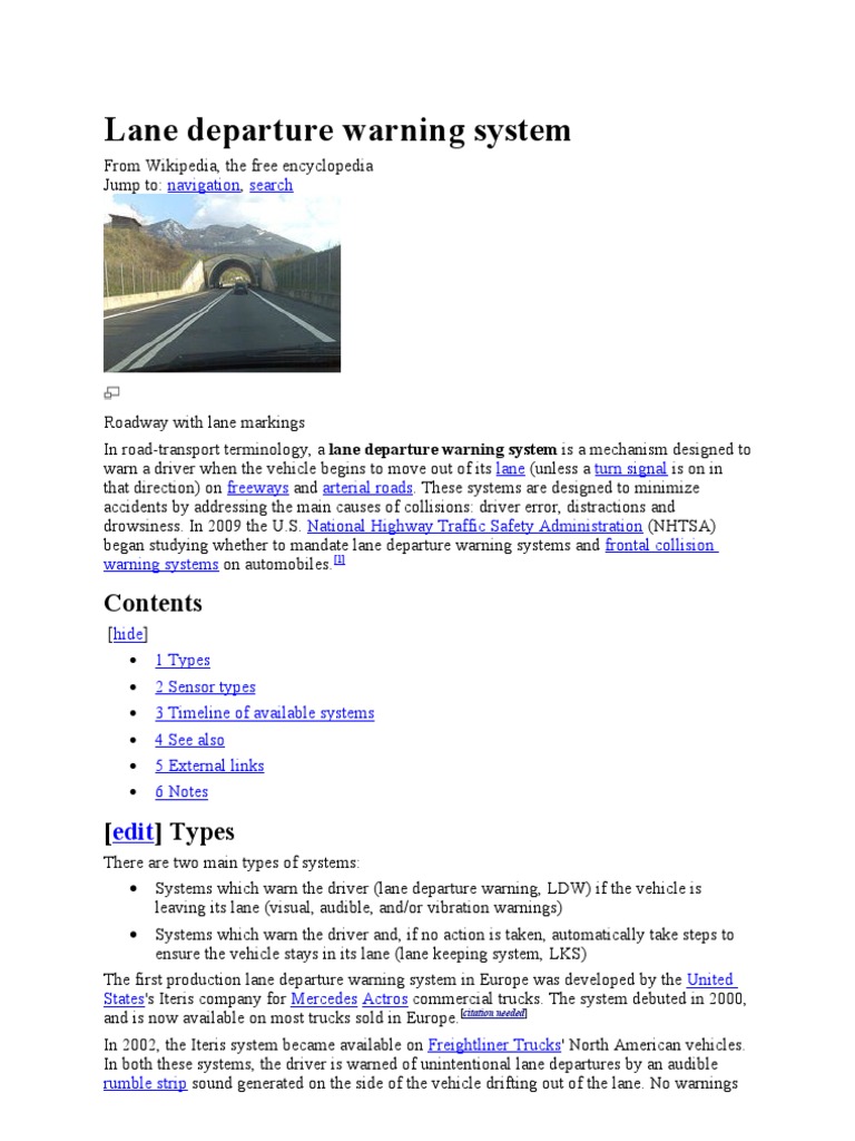 Lane Departure Warning System | Vehicles | Automotive Technologies