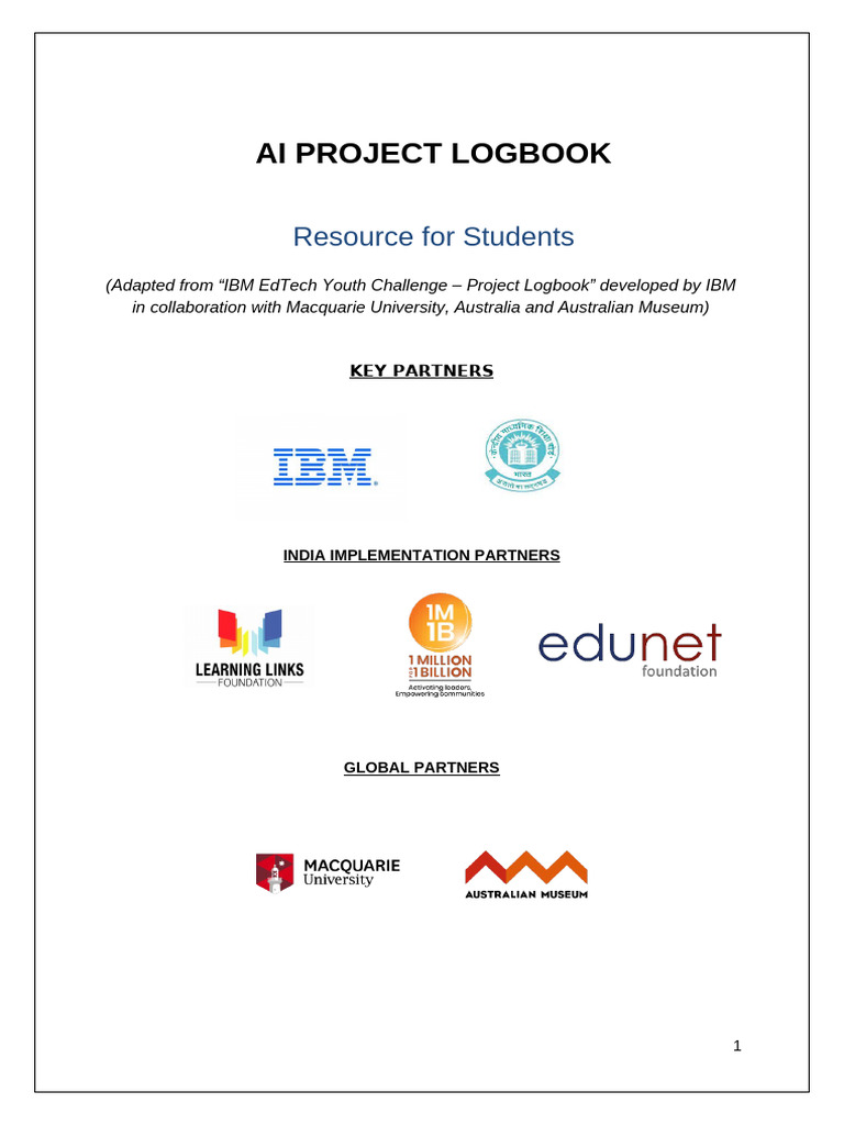 IBM-CBSE_AI Project Logbook_Students | PDF | Artificial Intelligence ...