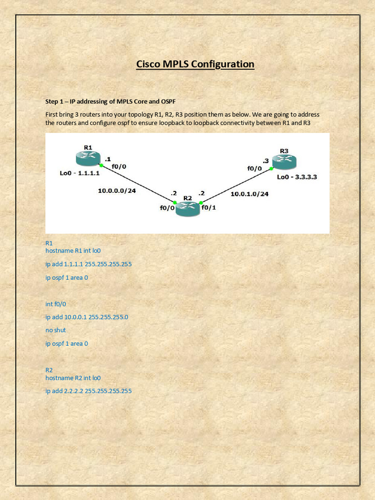 Cisco MPLS Configuration | PDF | Networking | Multiprotocol Label Switching
