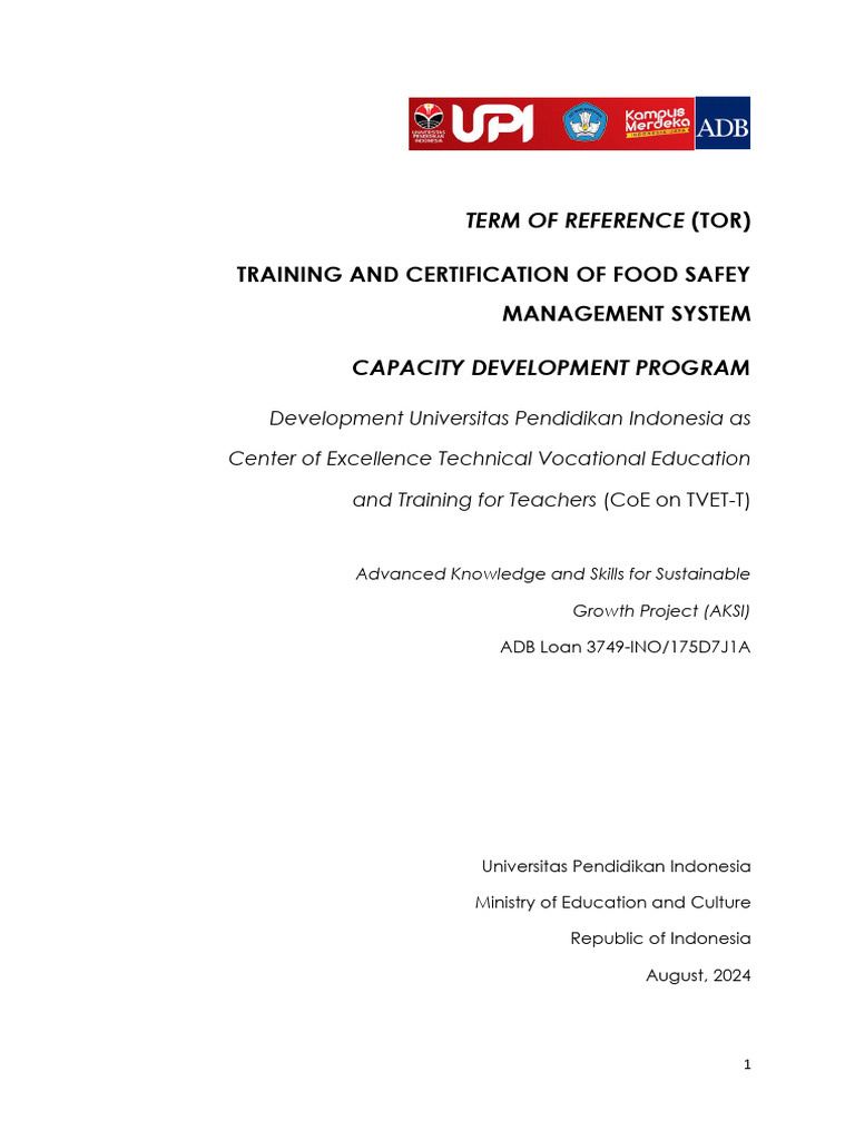 ToR and RAB Occupational Health and Safety (K3) Operator Training and ...