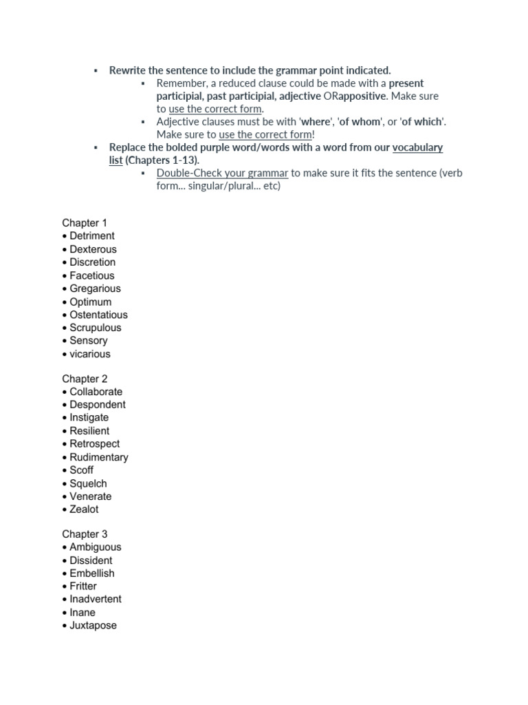 Rewrite The Sentence To Include The Grammar Point Indicated | PDF ...